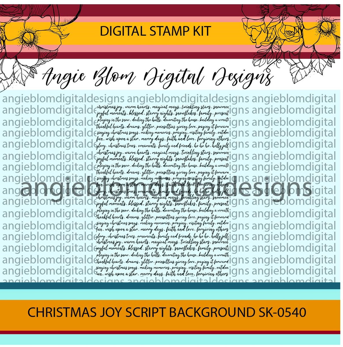 Christmas Joy Script Background – Angie Blom Digital Designs