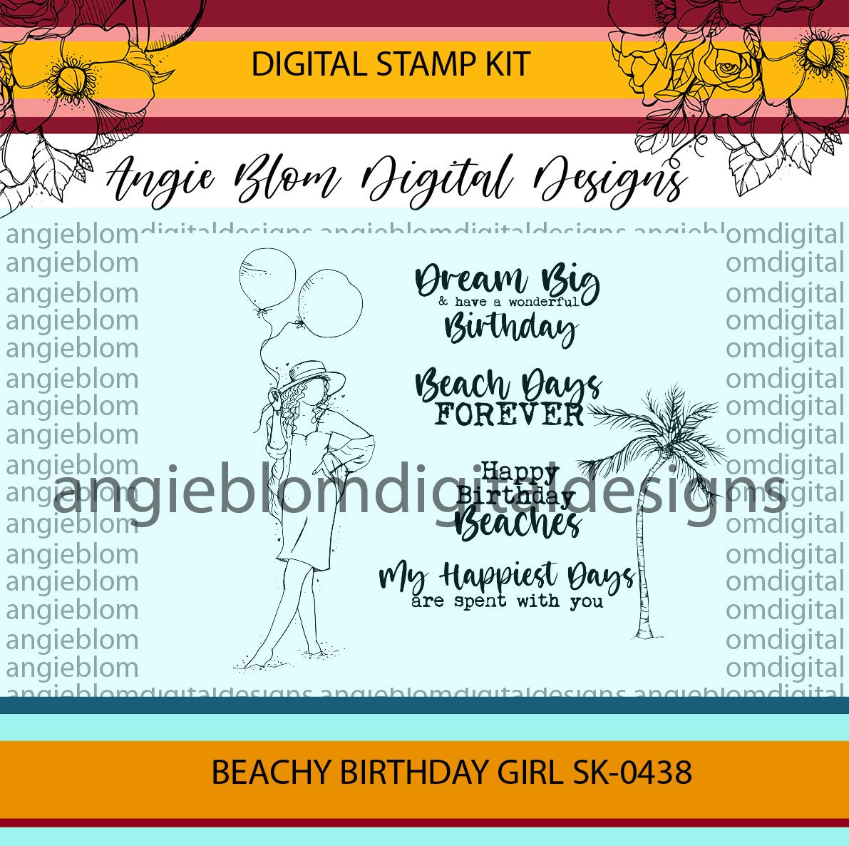Beachy Birthday Girl – Angie Blom Digital Designs