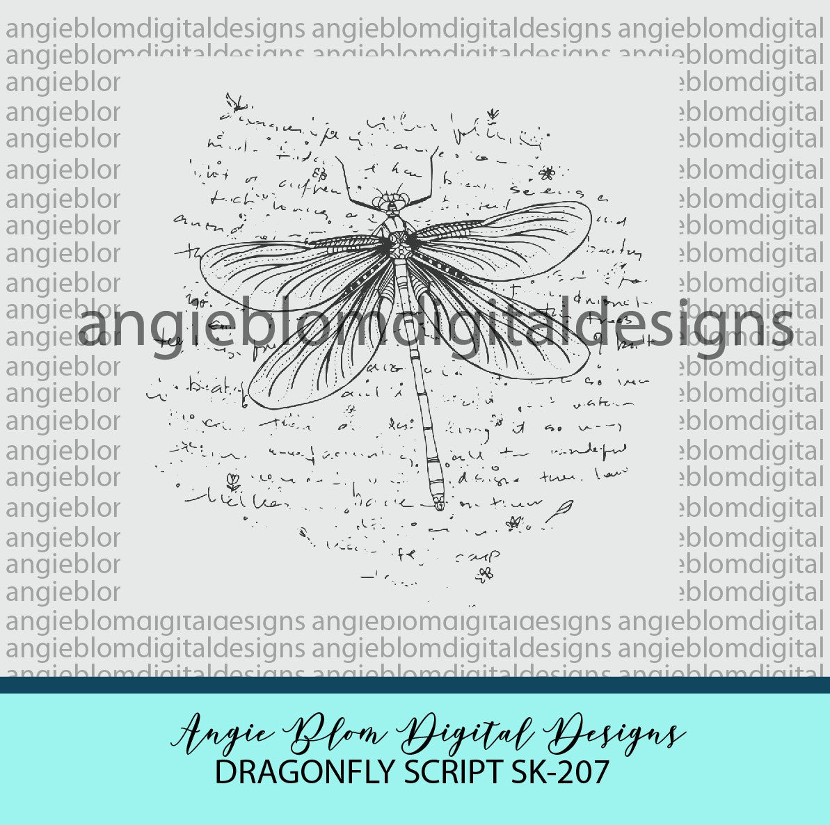 Dragonfly Script background – Angie Blom Digital Designs