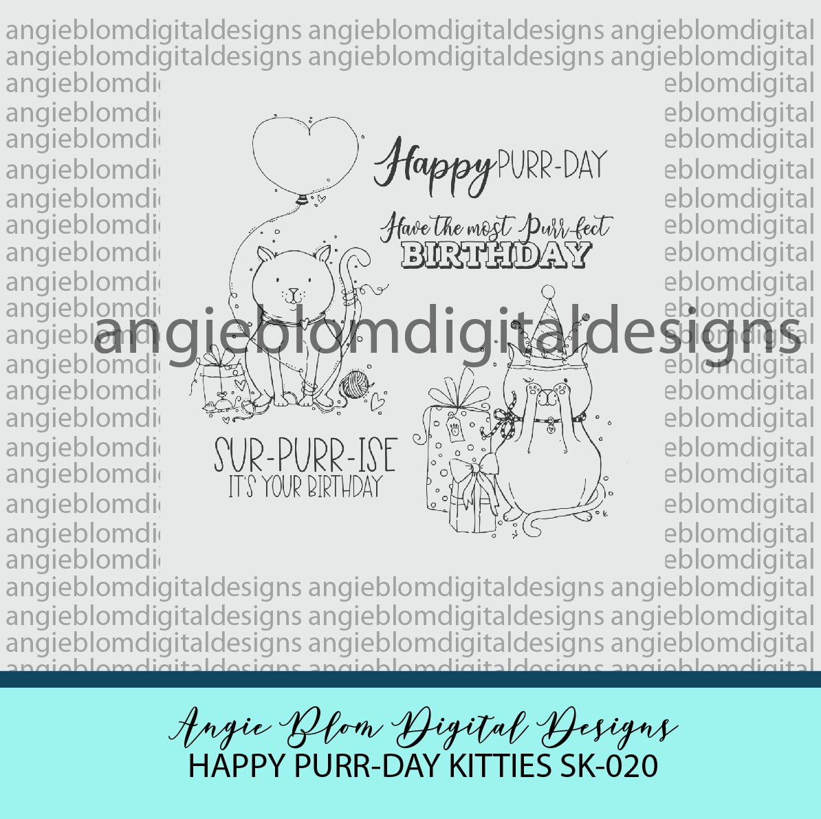Happy Purr-day Kitties – Angie Blom Digital Designs
