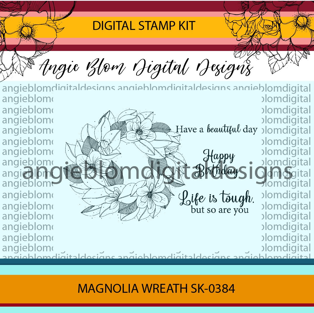 Magnolia Wreath – Angie Blom Digital Designs